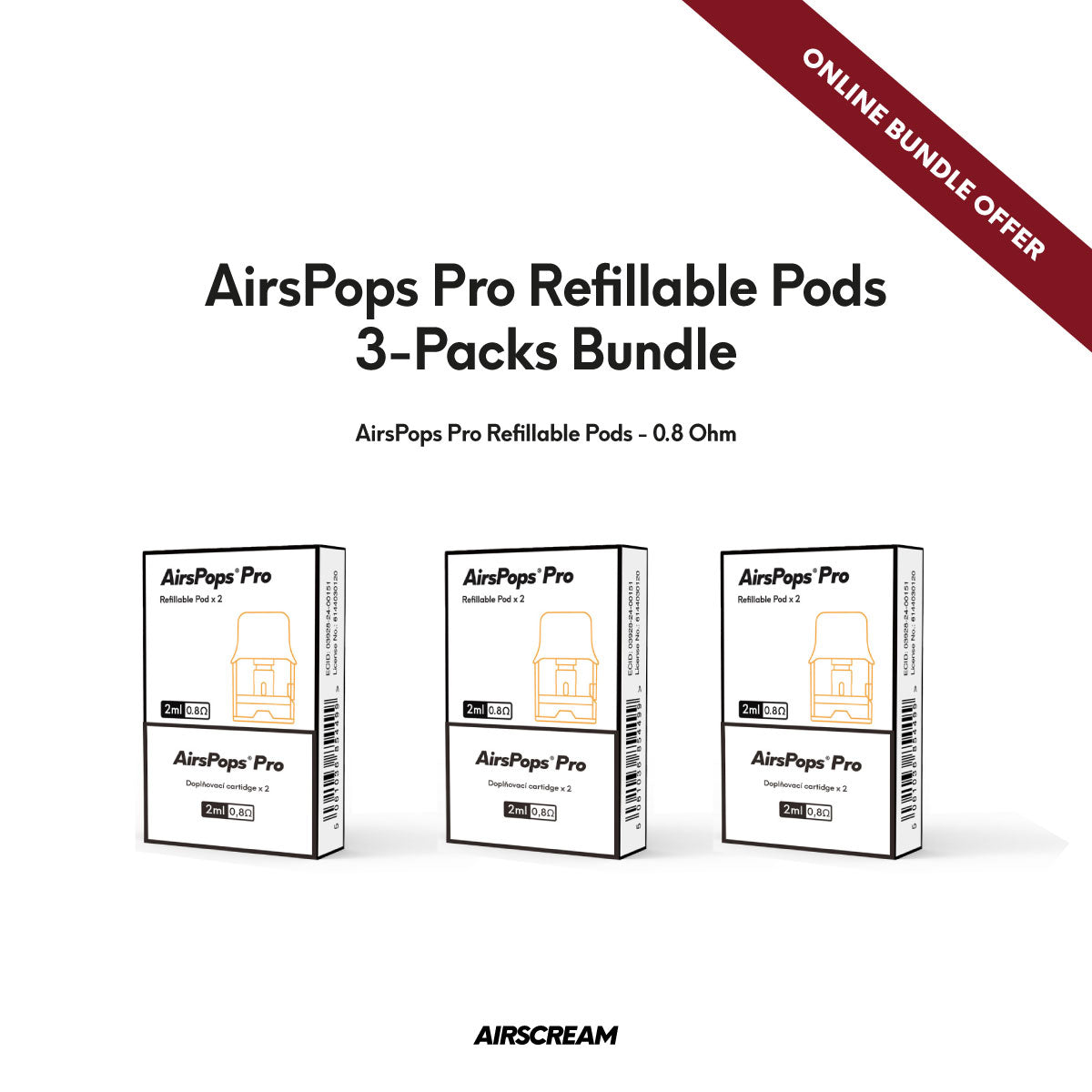 AirsPops Pro Refillable Pods 3-packs Bundle – AIRSCREAM UK Limited (CRN ...